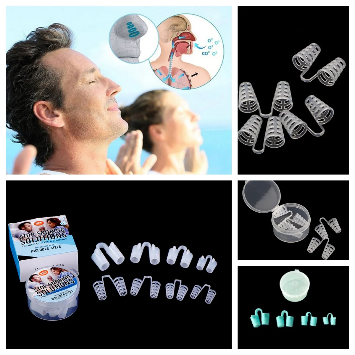 4 8Pcs Anti Snoring Apnea Nose Clip Device Stop Snoring Silent Sleeping ...