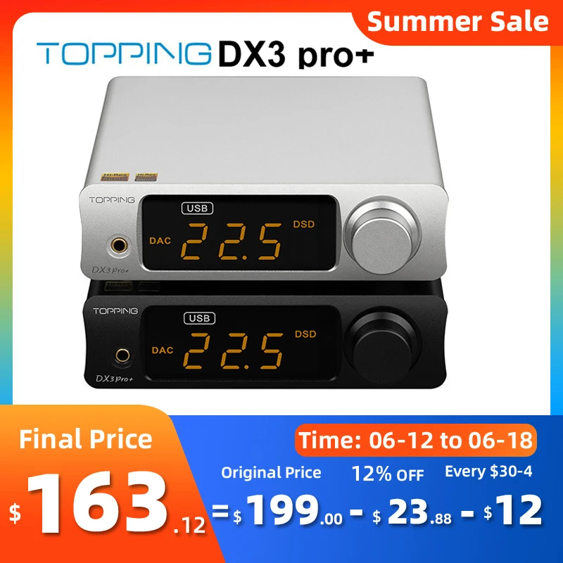 Topping DX3Pro+ Hi Res DAC& Headphone amp ES9038Q2M DSD512 PCM768kHz ...