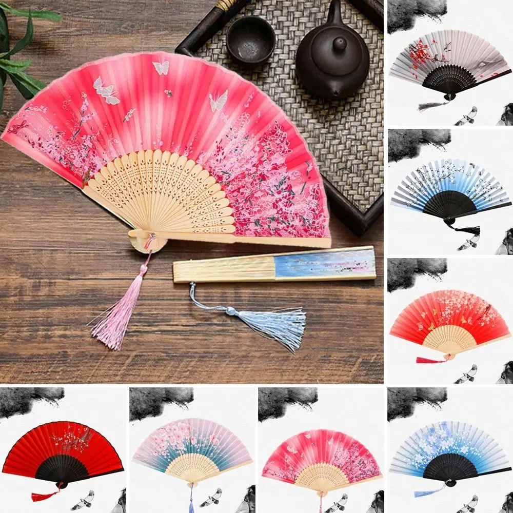 Bamboo-Chinese-Japanese-Folding-Fan-Silk-Tassel-Elegent-Female-Fan ...