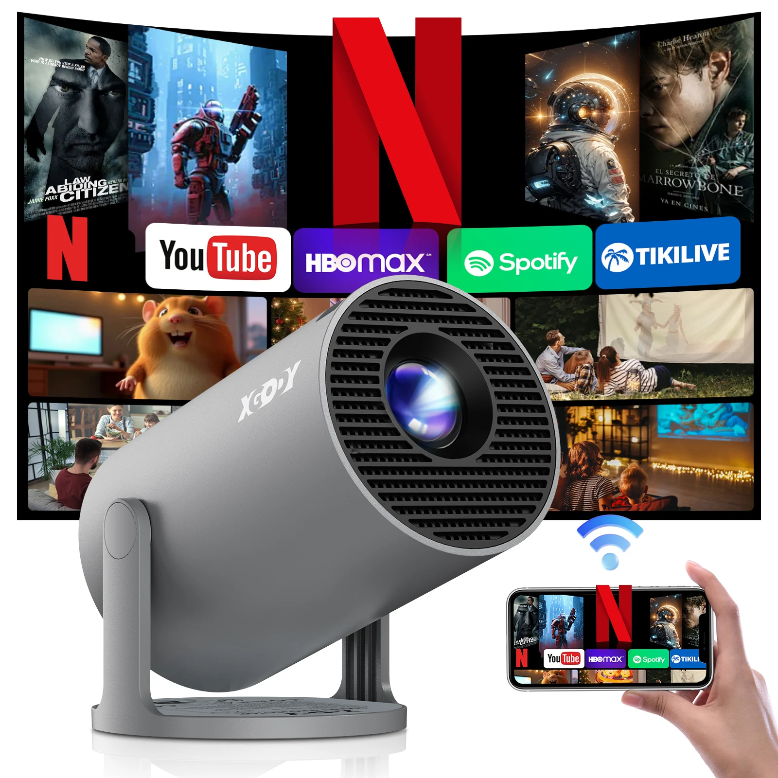 Projektor XGODY 4K 260 ANSI Krótkoogniskowy Mini Przenośny Projektor ...
