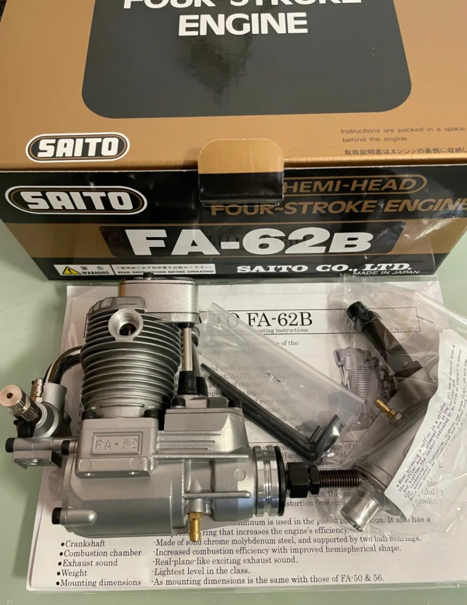 RC 비행기용 고성능 4 스트로크 FA-62B, 10.24cc 니트로 엔진, SAITO OS ASP 항공기 UAV 비행기 fa62B