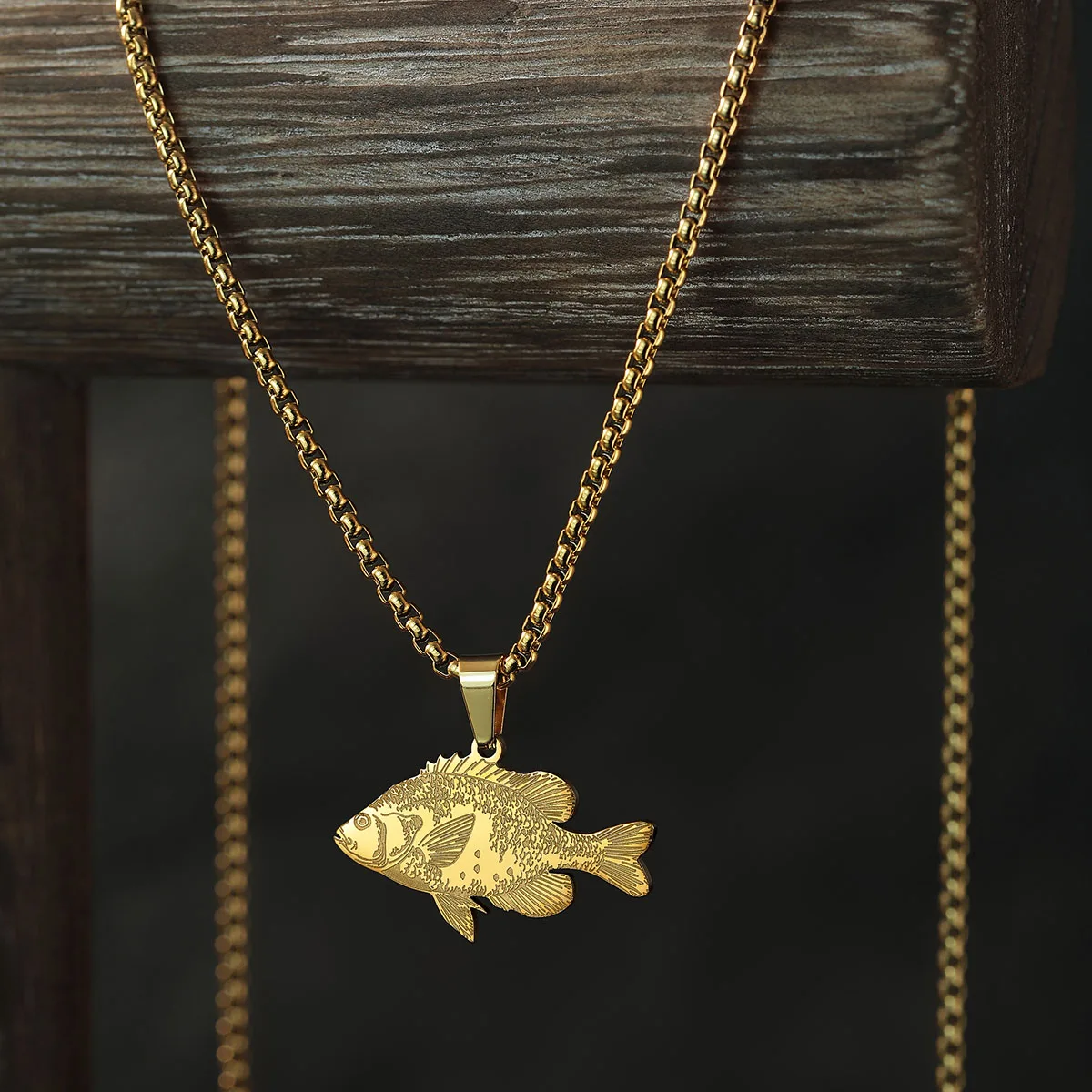Kinitial Fish Pendant Necklace Women Girls Stainless Steel Chain Choker ...