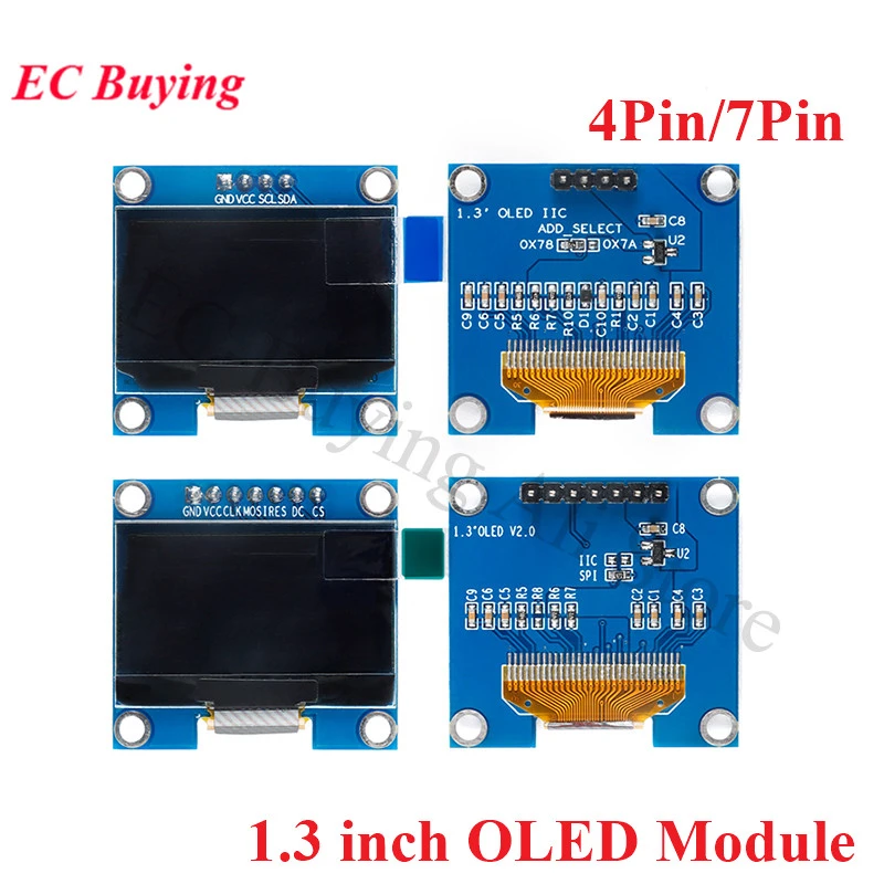 LCD LED 12864 디스플레이 화면, 1.3 인치 OLED 모듈, 화이트, 블루, 128x64 SPI/IIC I2C SSD1306 SH1106, 4 핀, 7 핀 ...