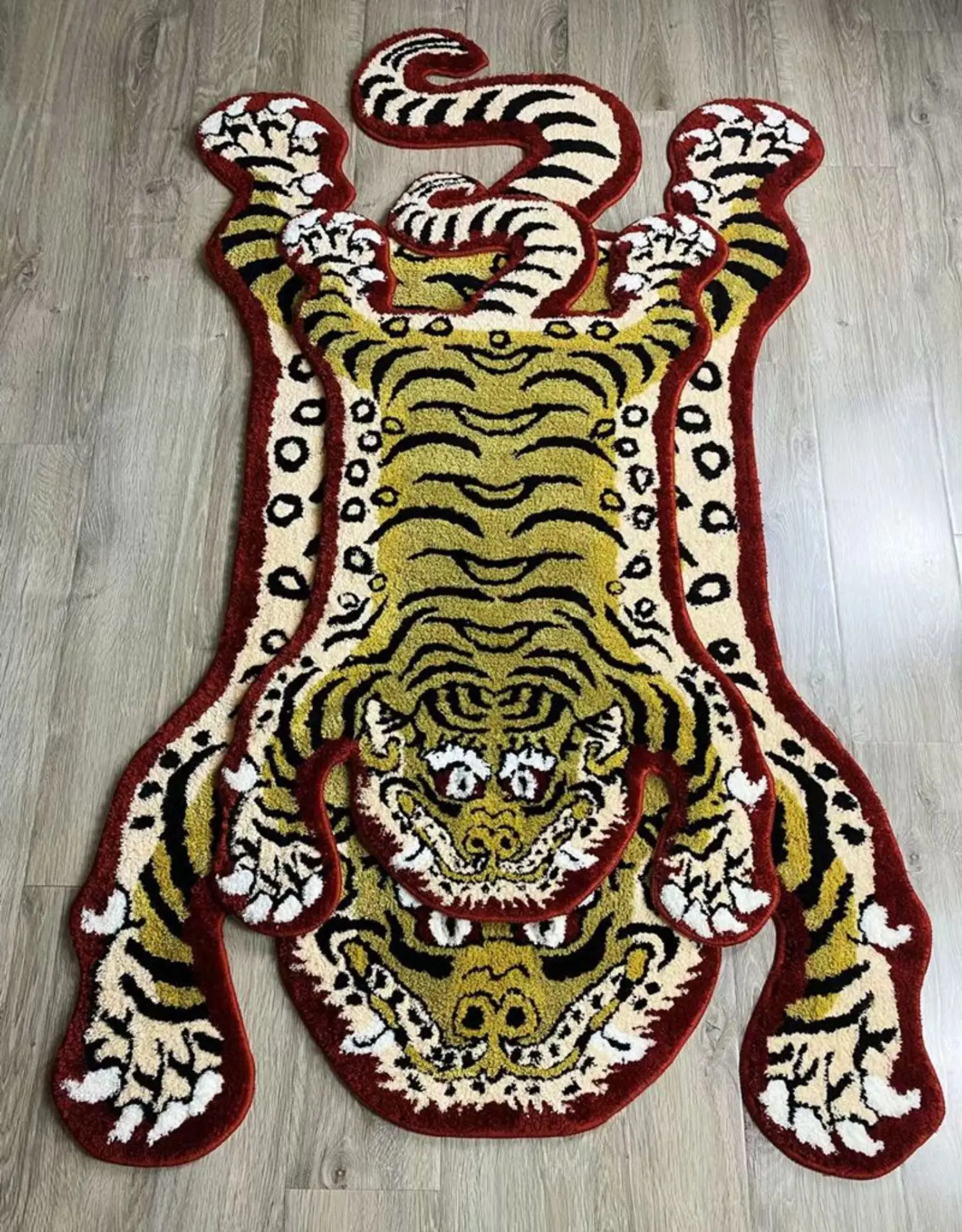 150x90cm Home Animal Shape Rug Creative Handmade Tiger Pattern Sofa ...