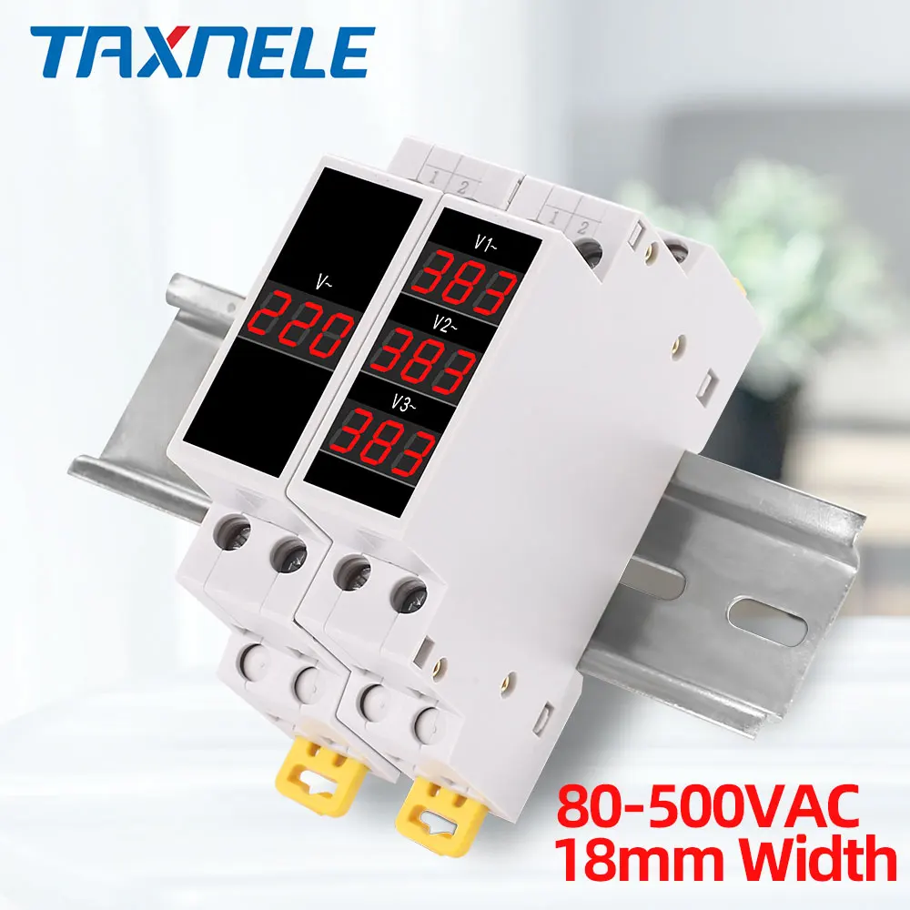 Digital Voltmeters Three Phase | Voltmeter Din Rail Three Phase - 18mm Voltage Meter - Aliexpress