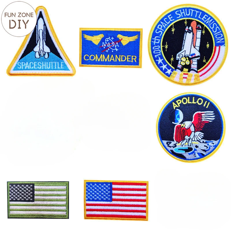 FZdiy Cartoon Planet Rocket Iron on Patches for Clothing DIY T-shirt Applique Embroidery Cloth ...