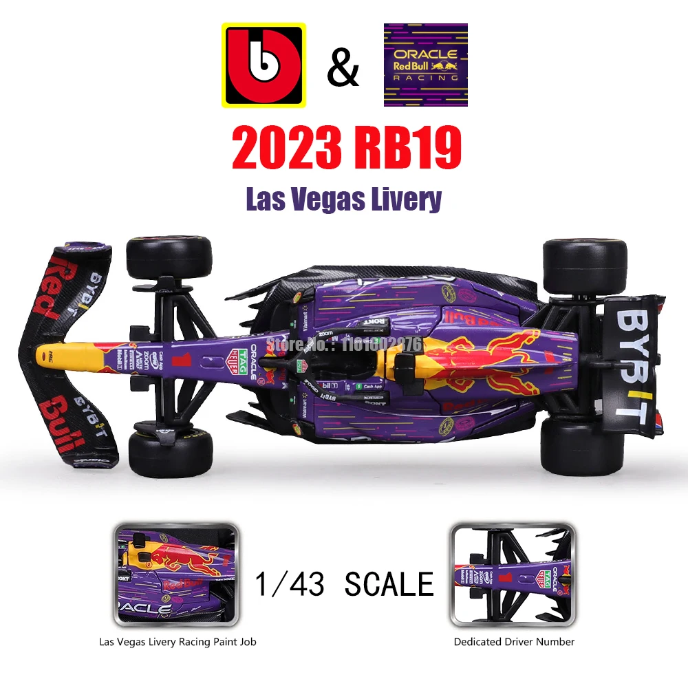 Bburago-Red-Bull-Racing-RB19-Las-Vegas-Livery-1-Verstappen-11-Perez ...