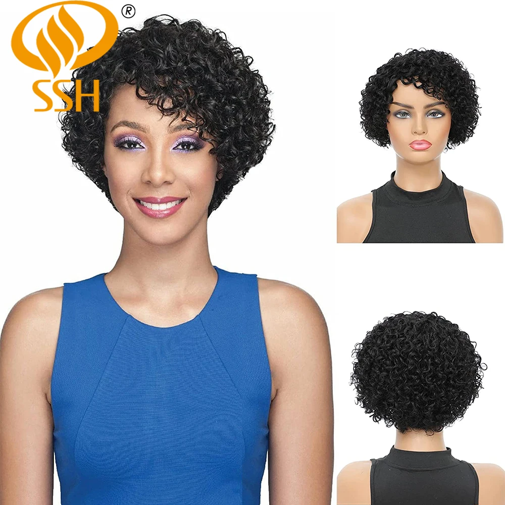 Human Hair Short Wigs Black Women | Short Pixie Cut Wigs Black Women ...