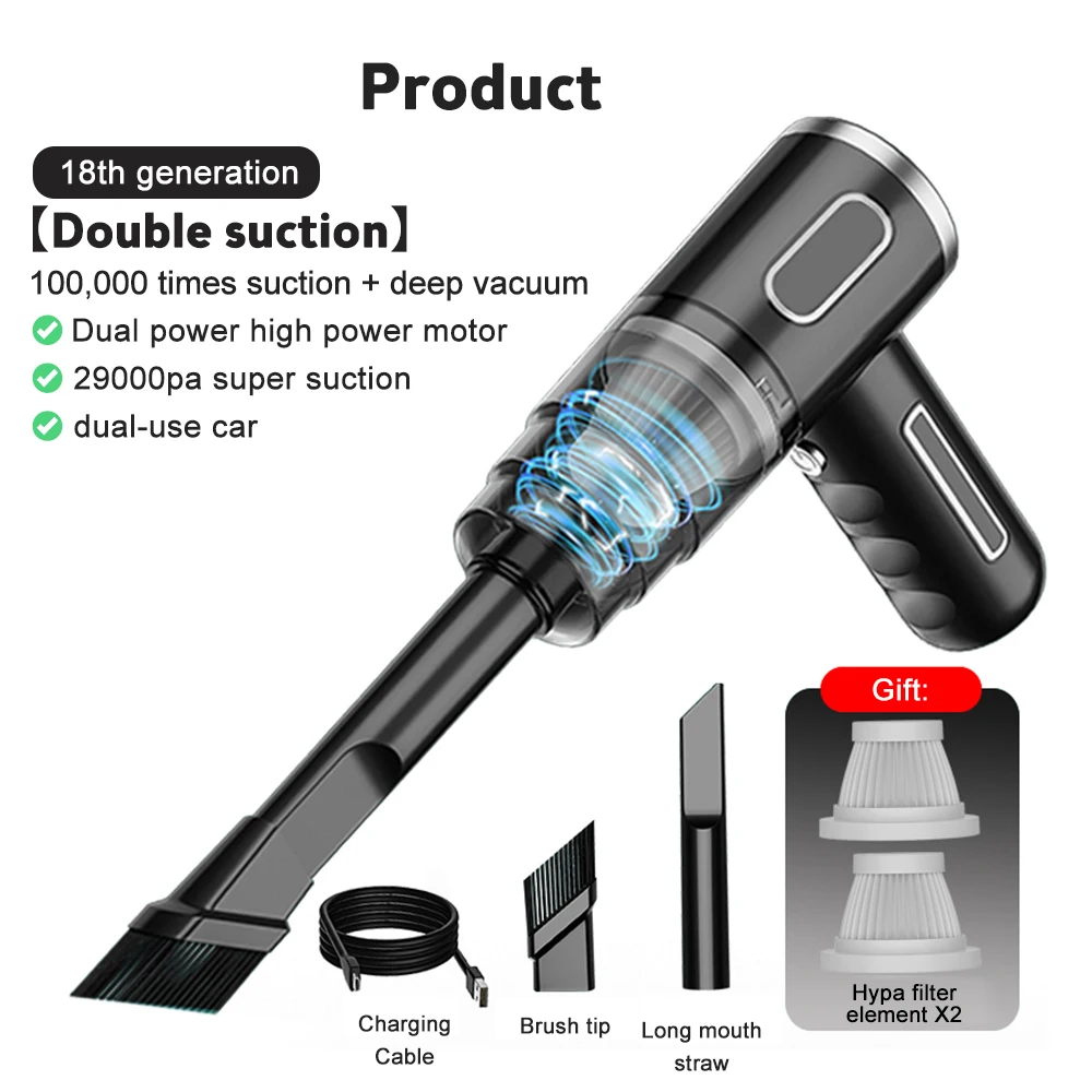 29000Pa Wireless Car Vacuum Cleaner Strong Suction Dust Catcher ...