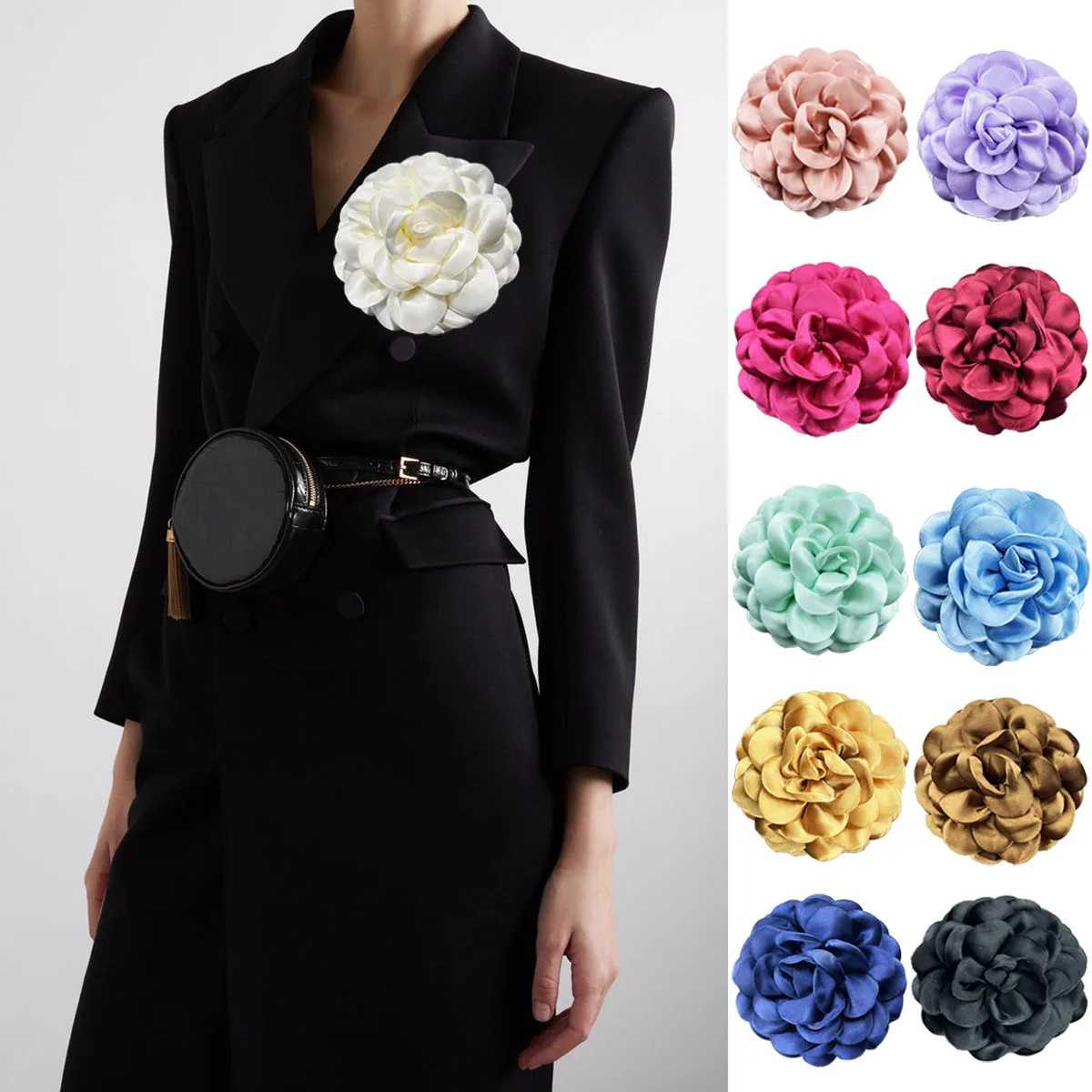 High-end-Korean-Fashion-New-Fabric-Flower-Sponge-Flower-Brooch-Cardigan ...