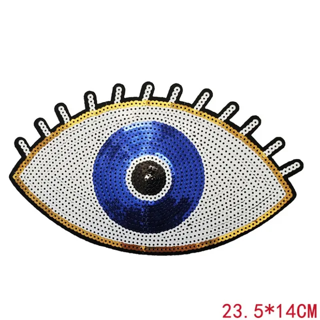 Mexican Cartoon Character Sequin Patches and Appliques Eyes Fan Iron-on ...