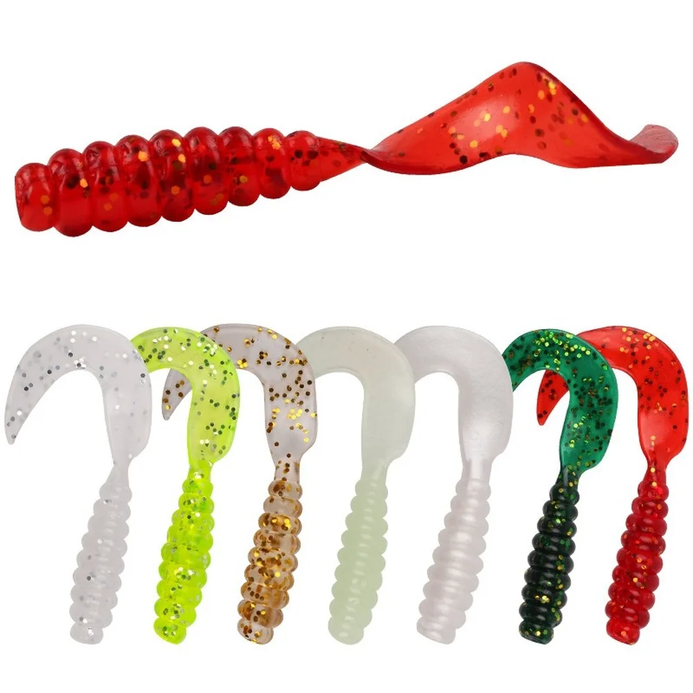 Fishing Grubs Paddle Tail 49 Pieces Swimbaits Luminous Shrimp Soft ...