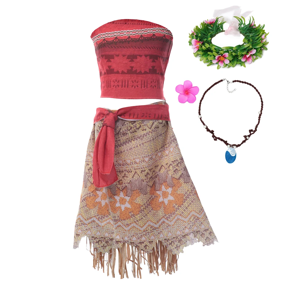 Disney Girls Moana Vaiana Cosplay Children Carnival Tassel Dress ...