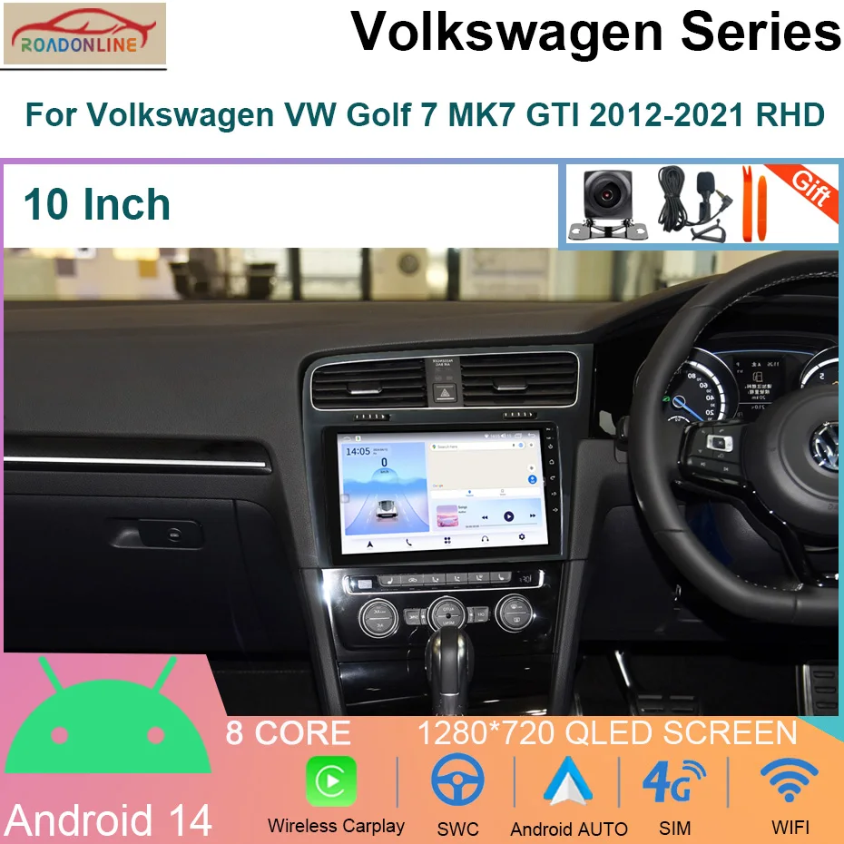 Android 14 For Volkswagen VW Golf 7 MK7 GTI 2012-2021 RHD Car Radio ...