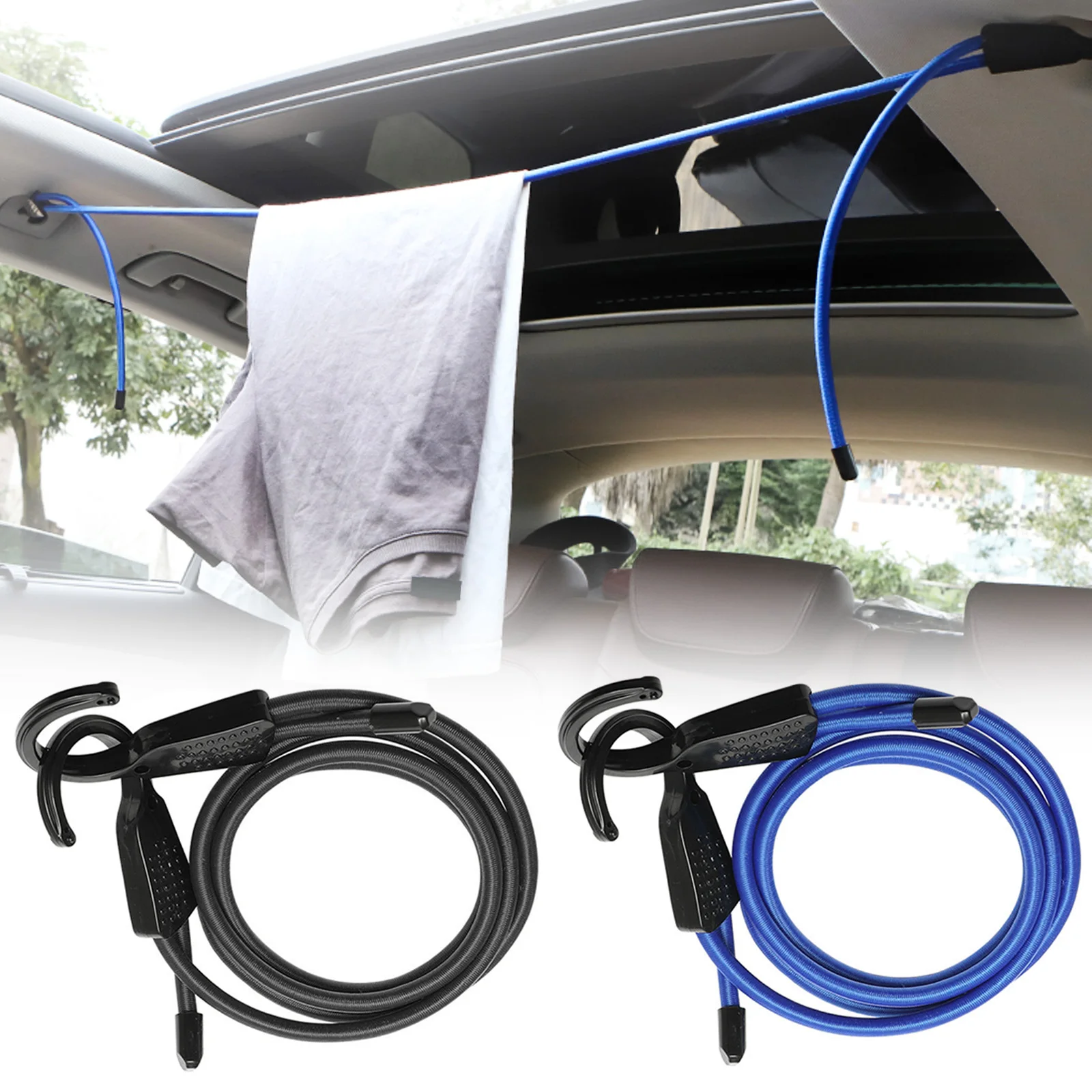 1.5m Elastic Strap Adjustable Tension Belt Car Clothesline Hook Cargo ...