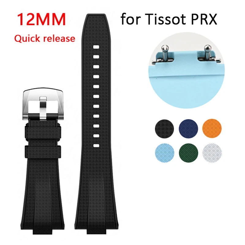 Silicone-Strap-for-Tissot-PRX-Powermatic-40mm-Quick-Release-Pin-Buckle ...