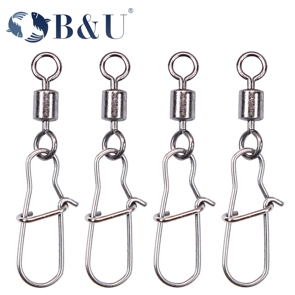B&u 50pcs Snap Swivels Pike Fishhook Lure Fishing Accessories Connector Pin Bearing Rolling ...