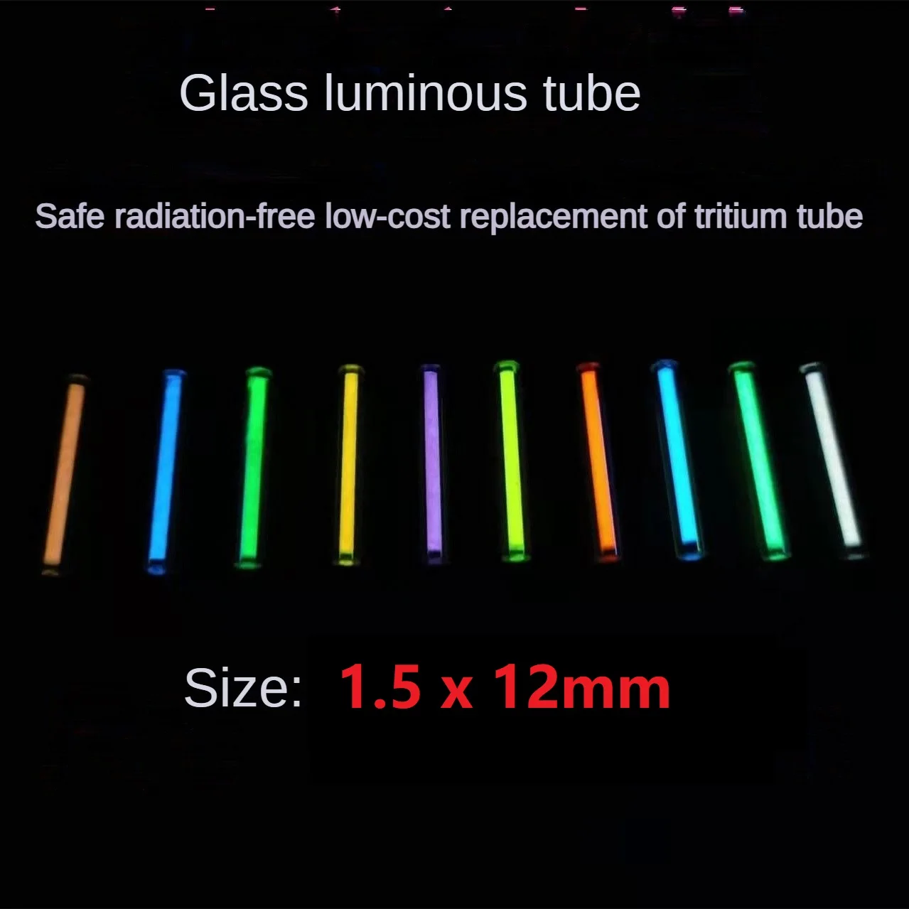 Not tritium 1.5 × 12mm Glass Noctilucent Tube Tritium Tube Replaces Edc ...