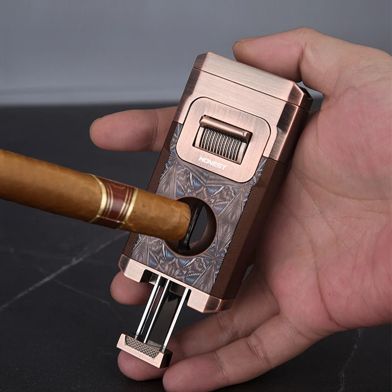 HONEST Stylish Luxury Cigar Lighter V Shape Knife Cigar Holder Dual ...