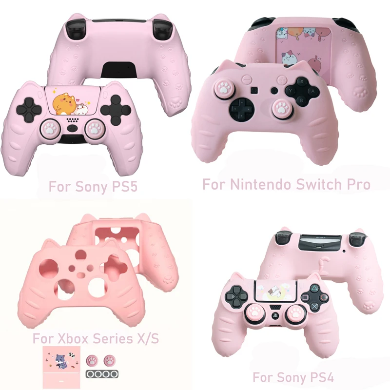 Cat-Paw-Silicone-Soft-Shell-Sticker-Skin-For-Sony-PS5-PS4-Xbox-Series-X ...