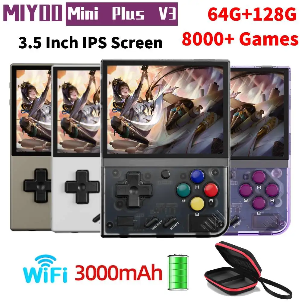 ["Miyoo Mini Plus V3 휴대용 게임 콘솔 3.5 \"IPS HD 스크린 미니 게임 콘솔 휴대용 레트로 게임 비디오 ...