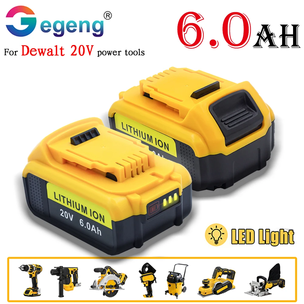 For Dewalt DCB200 DCB184 DCB181 DCB182 DCB201 DCB201-2 18V/20V 6000mAh ...