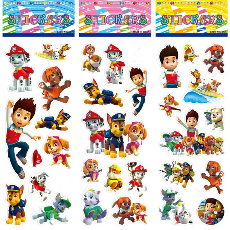 10pcs-Paw-Patrol-3D-Stickers-Cartoon-Cute-Bubble-Stickers-Tattoo-Ryder ...