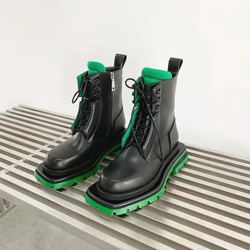 Fashion-Women-Boots-Leather-Round-Toe-Tooling-Boot-Unisex-Boots-Ankle ...