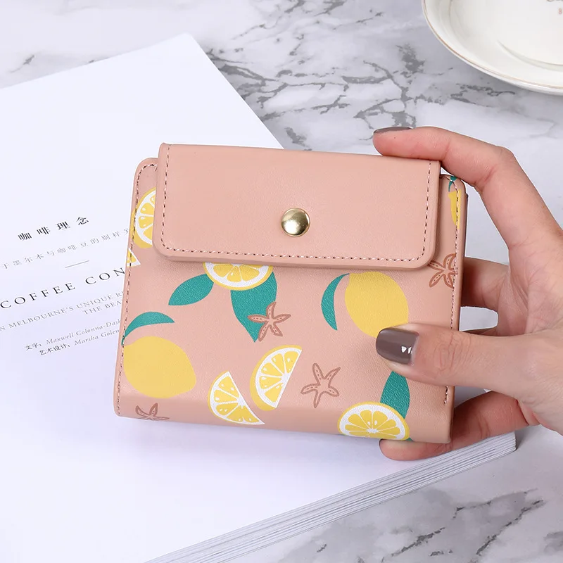 Women Cute Lemon Fruit Pattern Wallet Money Bags Small Zipper Coin ...