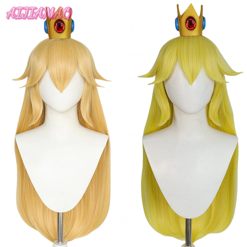 Princess Peach Wig Game Cosplay Wig Peach Crown Cosplay Long Wig High ...