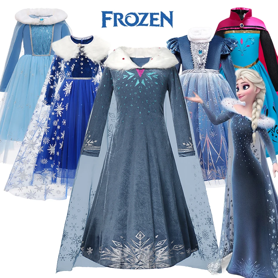 Disney-Frozen-Elsa-Princess-Dress-Girls-Halloween-Snow-Queen-Carnival ...