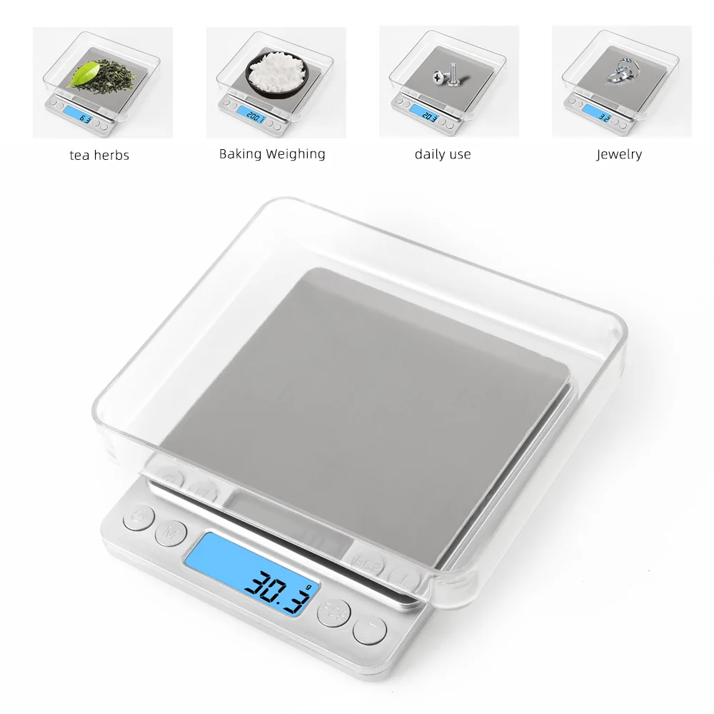 3000g 0.1g Electronic Kitchen Scale 3kg Digital Scales Pocket Platform ...
