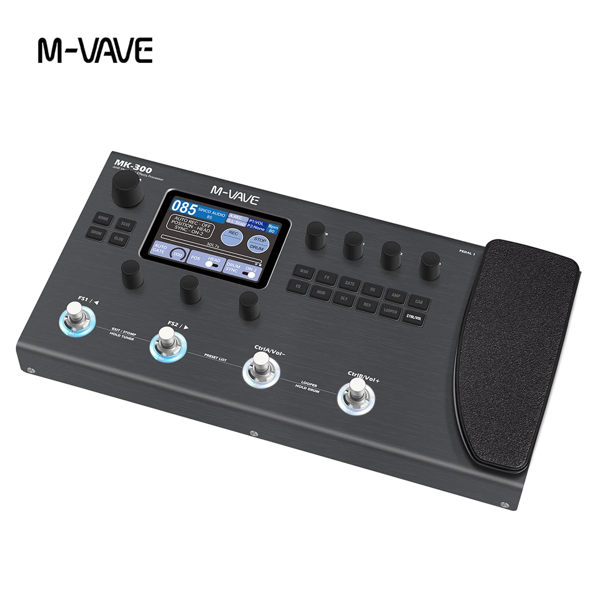 M-VAVE MK-300 Grey Professional Multi-Effects Pedal - 11 Modules, 120 ...