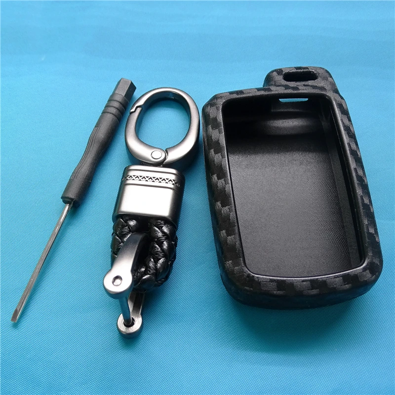 1-Pcs-Carbon-Fiber-Silicone-Car-Key-Fob-Case-Cover-Keychain-Fit-For ...
