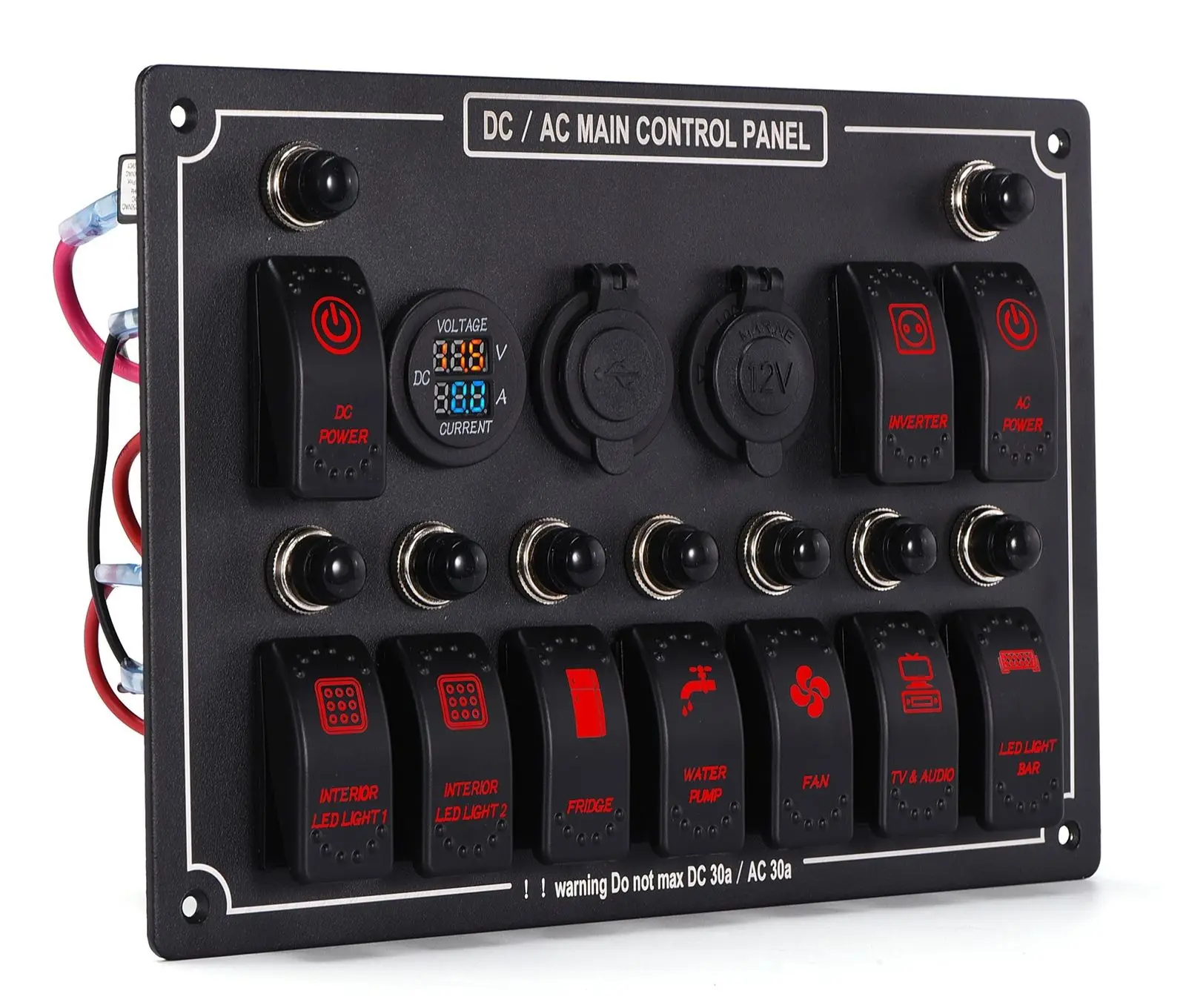 AC-DC-10-Gang-Rocker-Switch-Panel-Circuit-w-Fuse-with-Dual-USB-Power ...