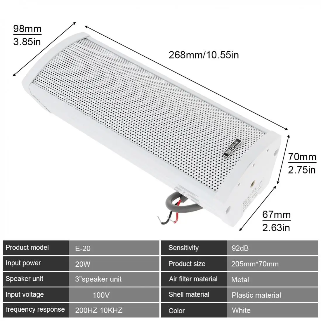 Durable-20W-Mini-Rectangular-Outdoor-Wall-mounted-Waterproof-Speaker ...