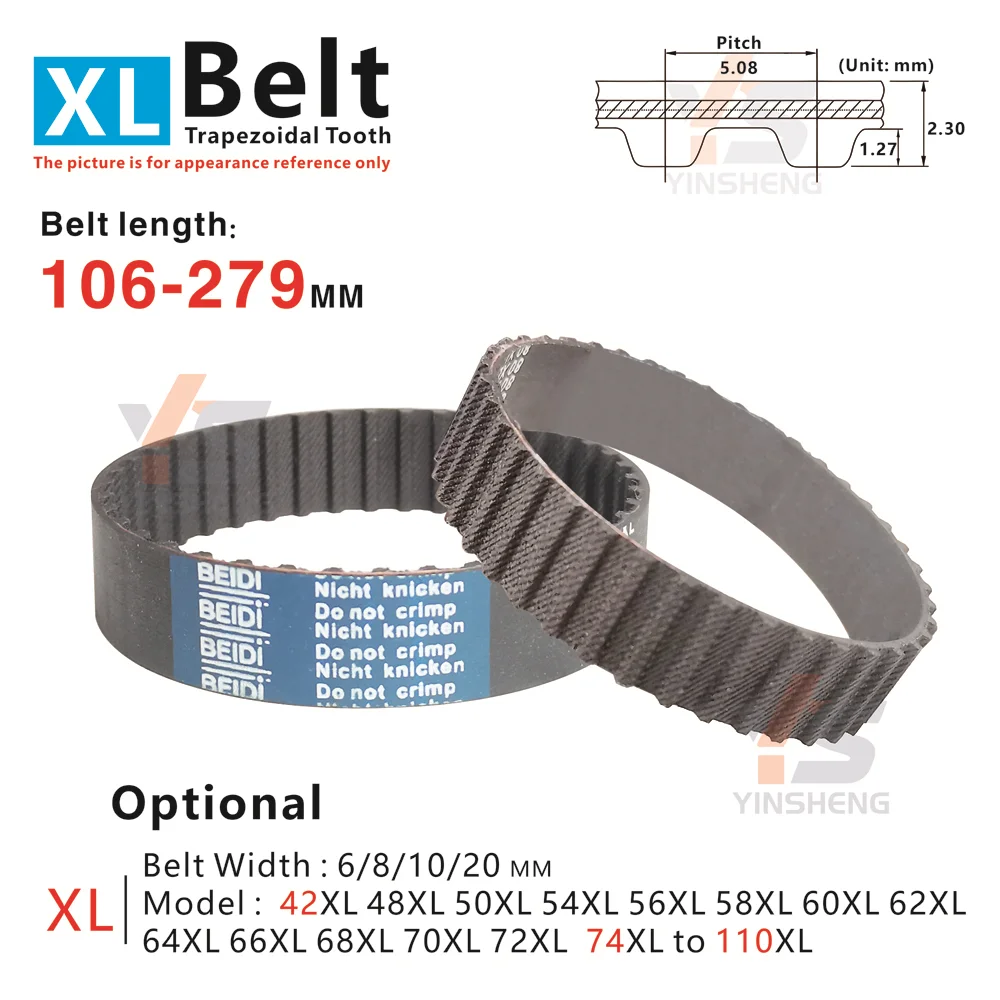XL Timing Belt 106-279mm Rubber Synchronous Belt for 50XL 60XL 70XL ...