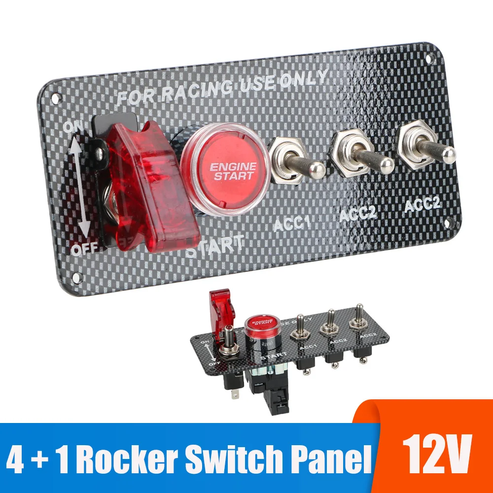 12V-Racing-Car-Starter-Rocker-Switch-Panel-Start-Stop-Ignition-Buttons ...