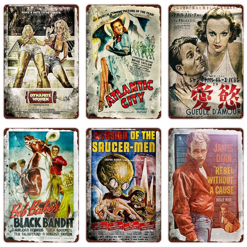 Cinema Movie Vintage Metal Sign Industrial Decor Retro Poster Tin Sign ...