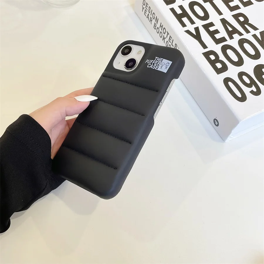 Down Jacket Solid Color Fashion Soft Shockproof Puffer Phone Case ...