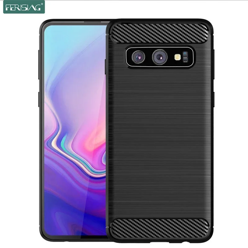 Case For Samsung Galaxy S10 Plus Case Silicone TPU Shockproof Carbon ...