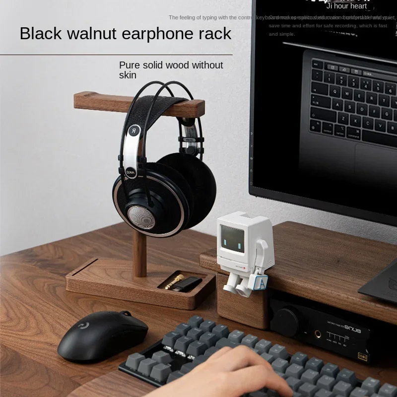 T-Shape-Walnut-Wooden-Stand-Holder-for-Headset-Display-Shelf-Convenient ...