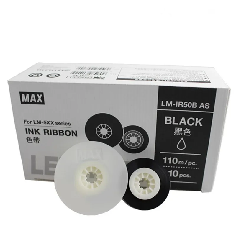 10 Pack Ink Ribbon LM-IR50B-AS Black For MAX LETATWIN Cable ID Printer ...