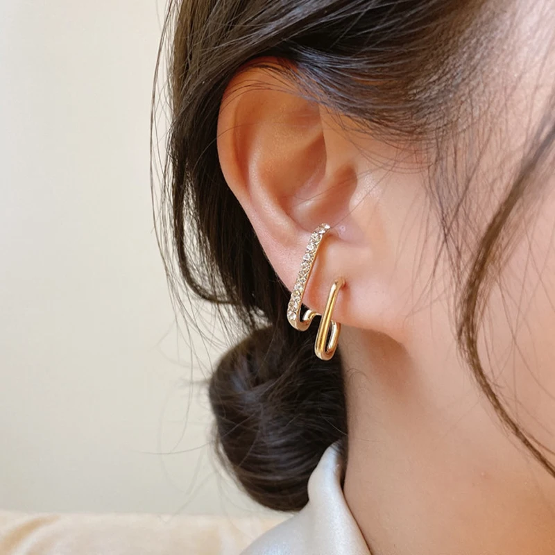 2023-New-Design-Irregular-U-shaped-Gold-Color-Earrings-for-Woman-Korean ...