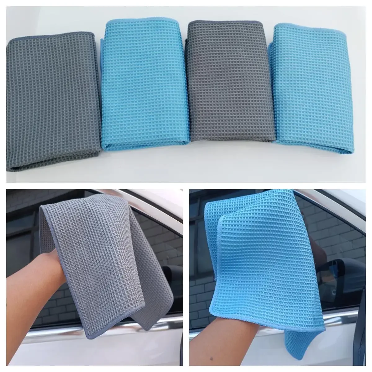 2PC-Car-Wash-Towel-Glass-Cleaning-Water-Drying-Microfiber-Window-Clean ...