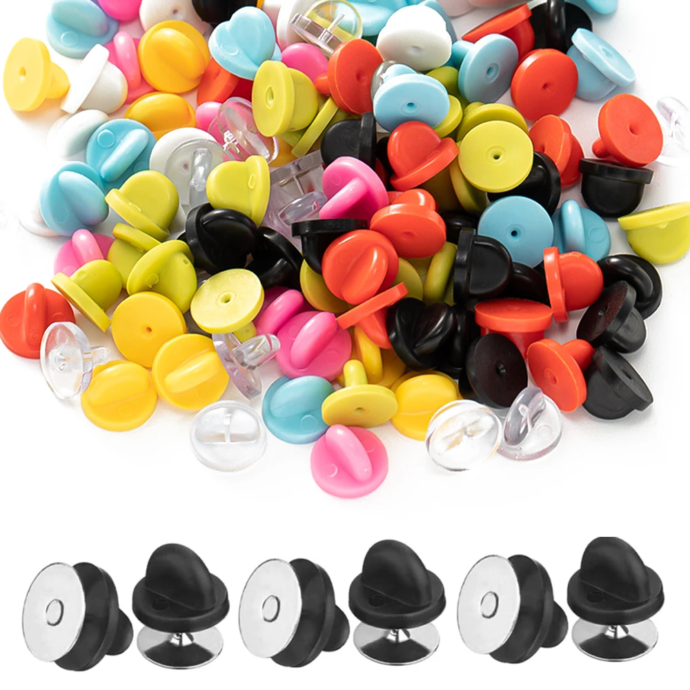 50pcs Rubber Pin Backs Clasp Safety Buckle For DIY Lapel Brooches Badge ...