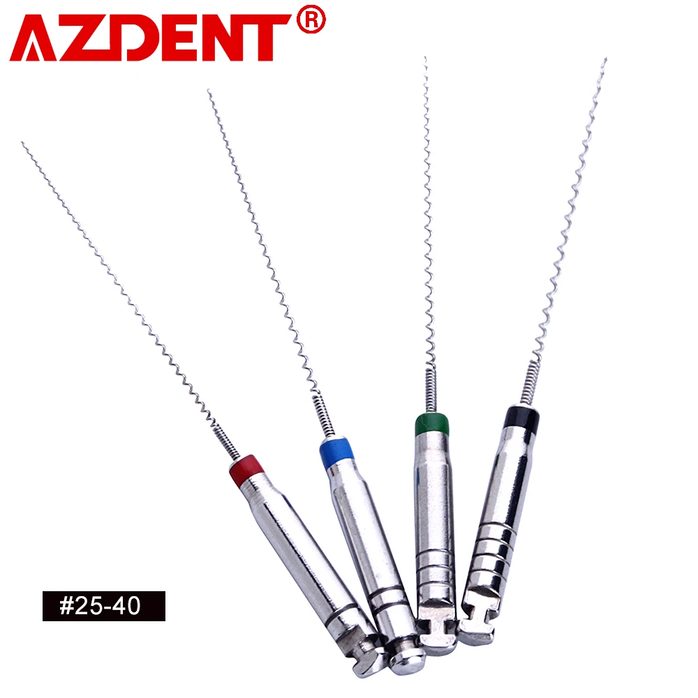 4pcs/Box AZDENT 25mm 25#-40# Dental Rotary Paste Carriers Spiral Filler ...
