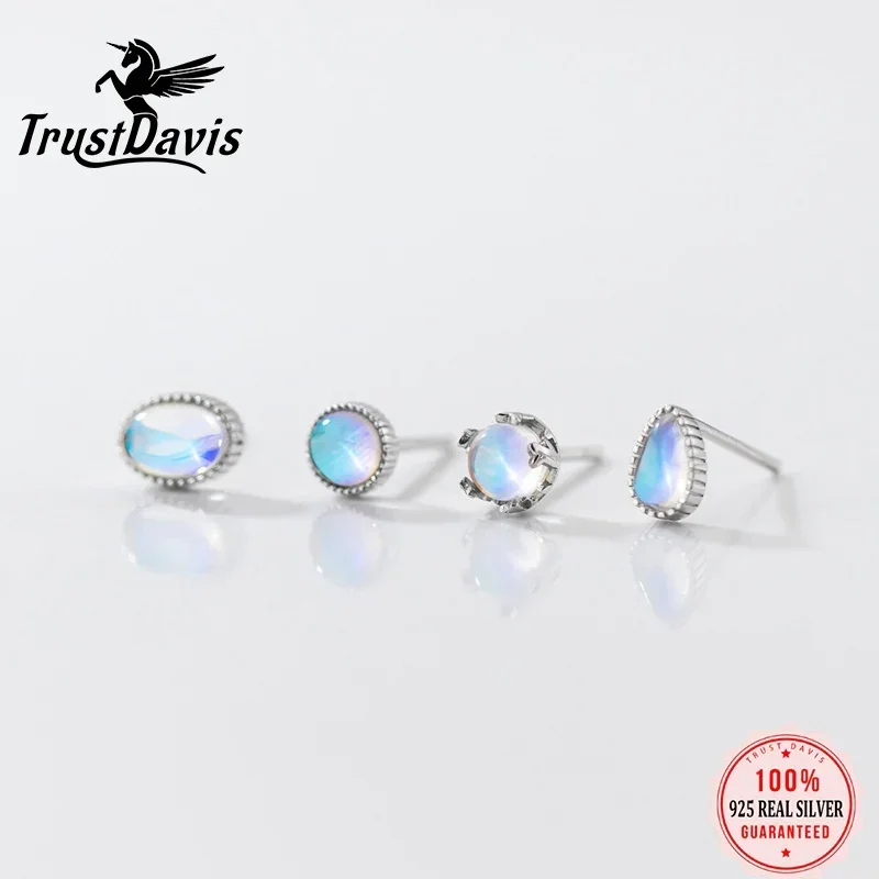 TrustDavis-Girls-Real-925-Sterling-Silver-Moon-Stone-Stud-Earrings-Mum ...