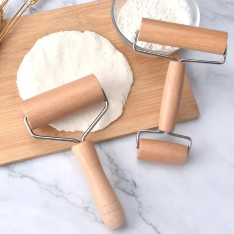 Rolling Pin Wooden Baking Utensil Single-wheeled Wooden Flour Stick ...
