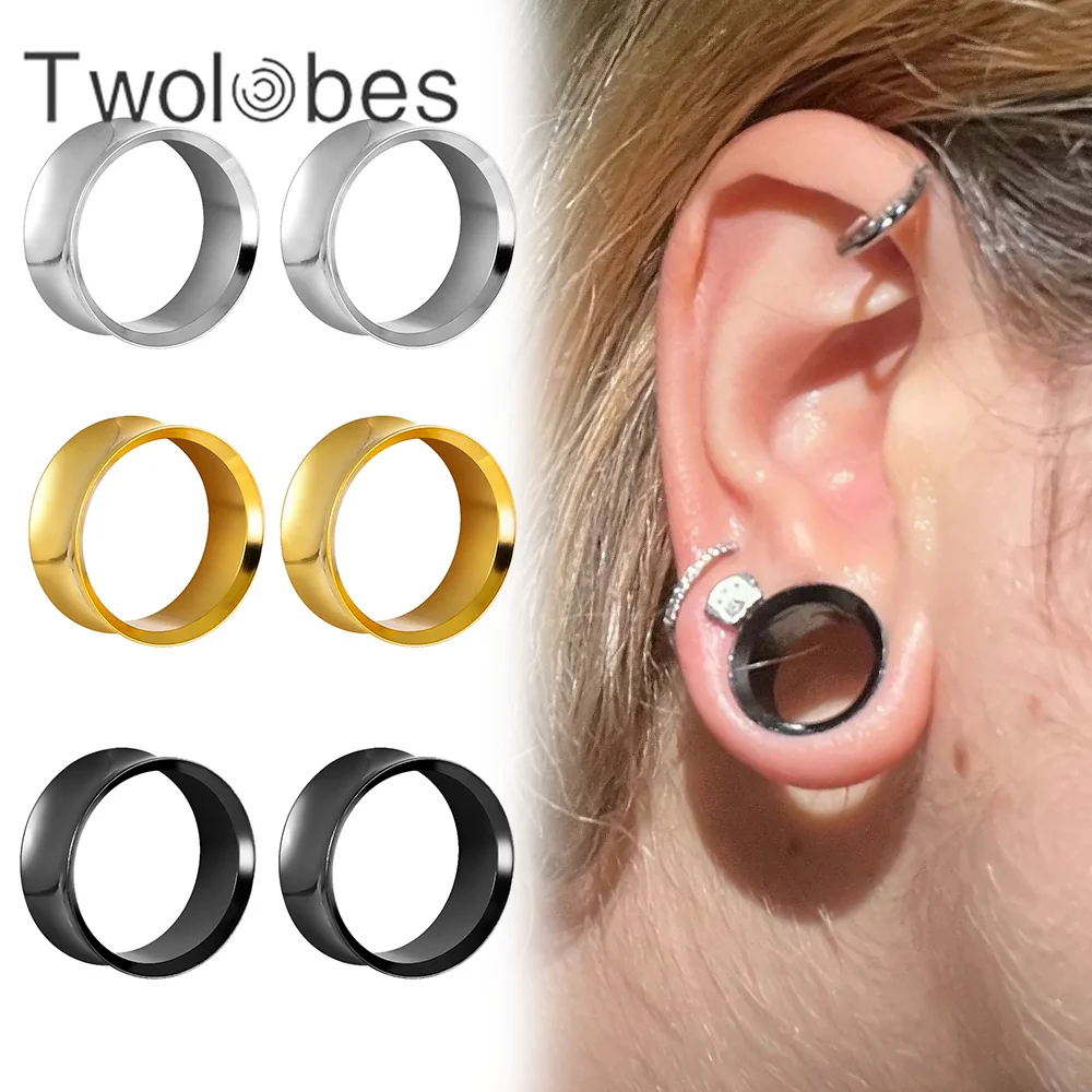 Towlobes-2PCS-Ear-Gauges-316-Stainless-Steel-Round-Tunnels-Plugs ...